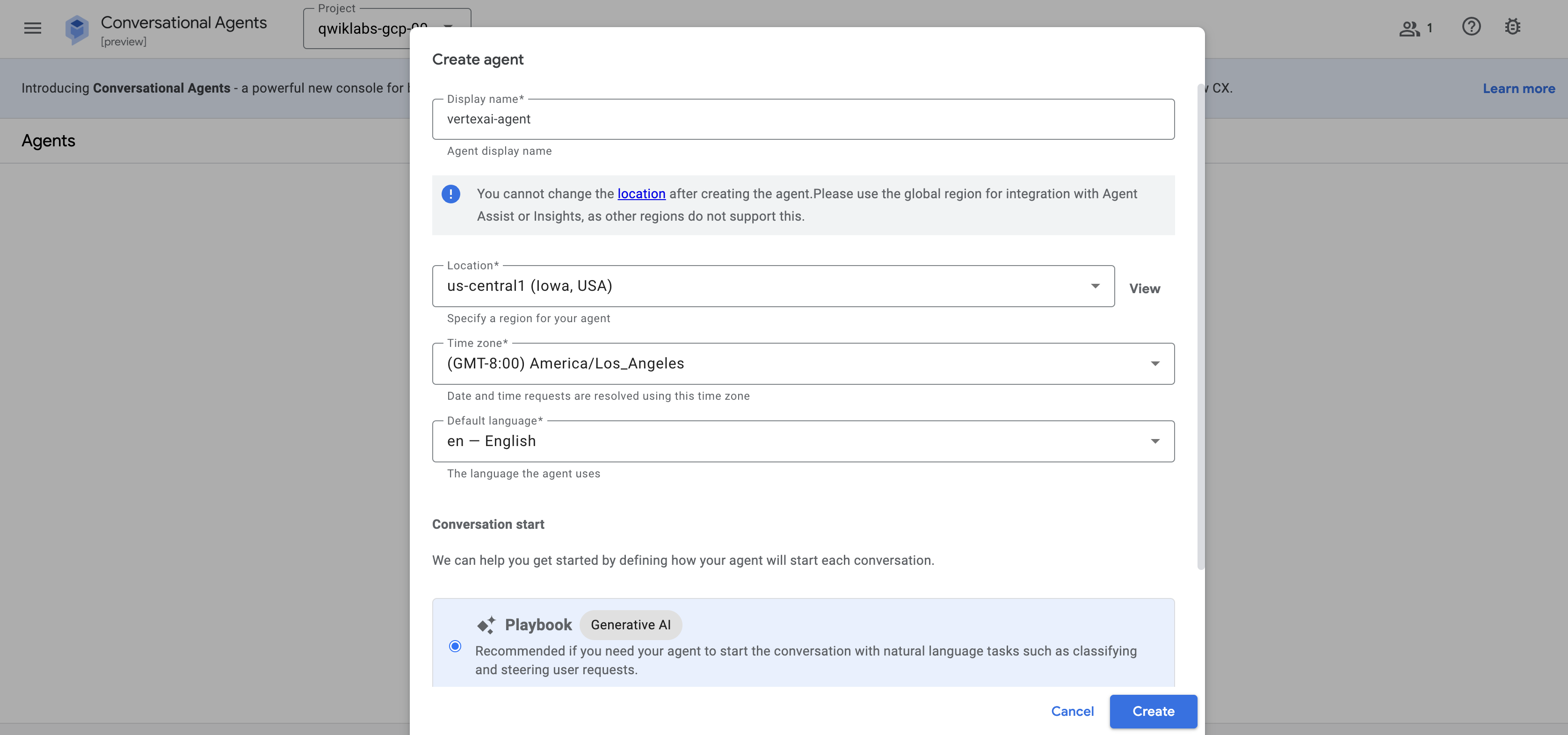 Create a Conversational Agent Playbook that connects to an unstructured data store tool | Google ...