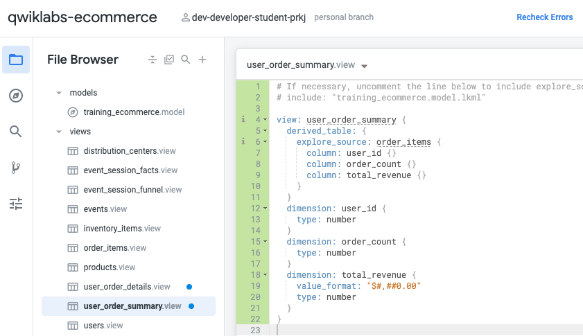 Creating Derived Tables with LookML | Google Cloud Skills Boost