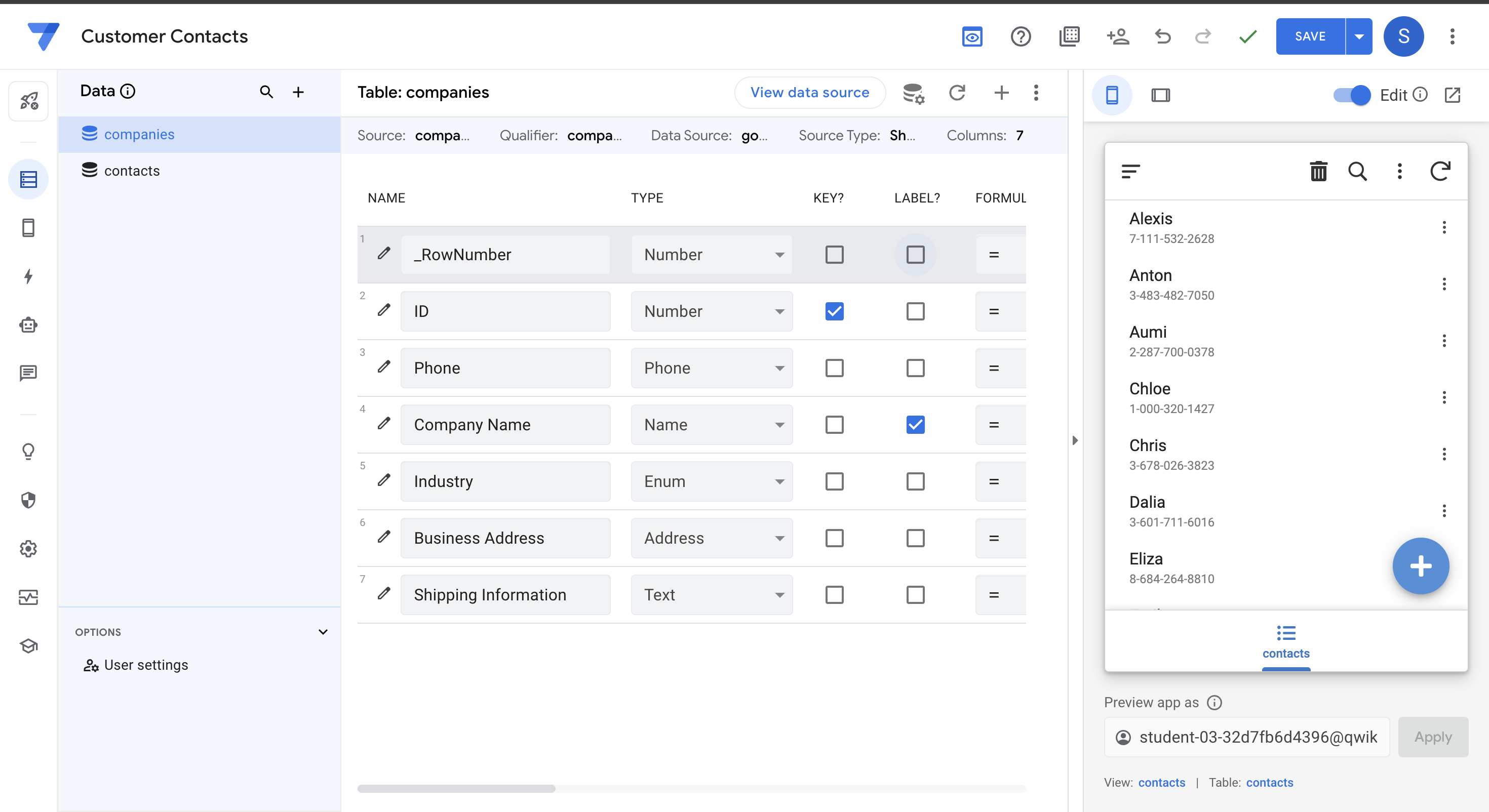 Connect and Configure Data for your AppSheet App | Google Skills