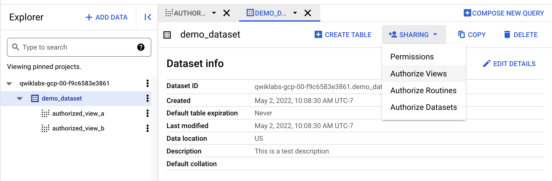 Data Publishing on BigQuery using Authorized Views for Data Sharing ...