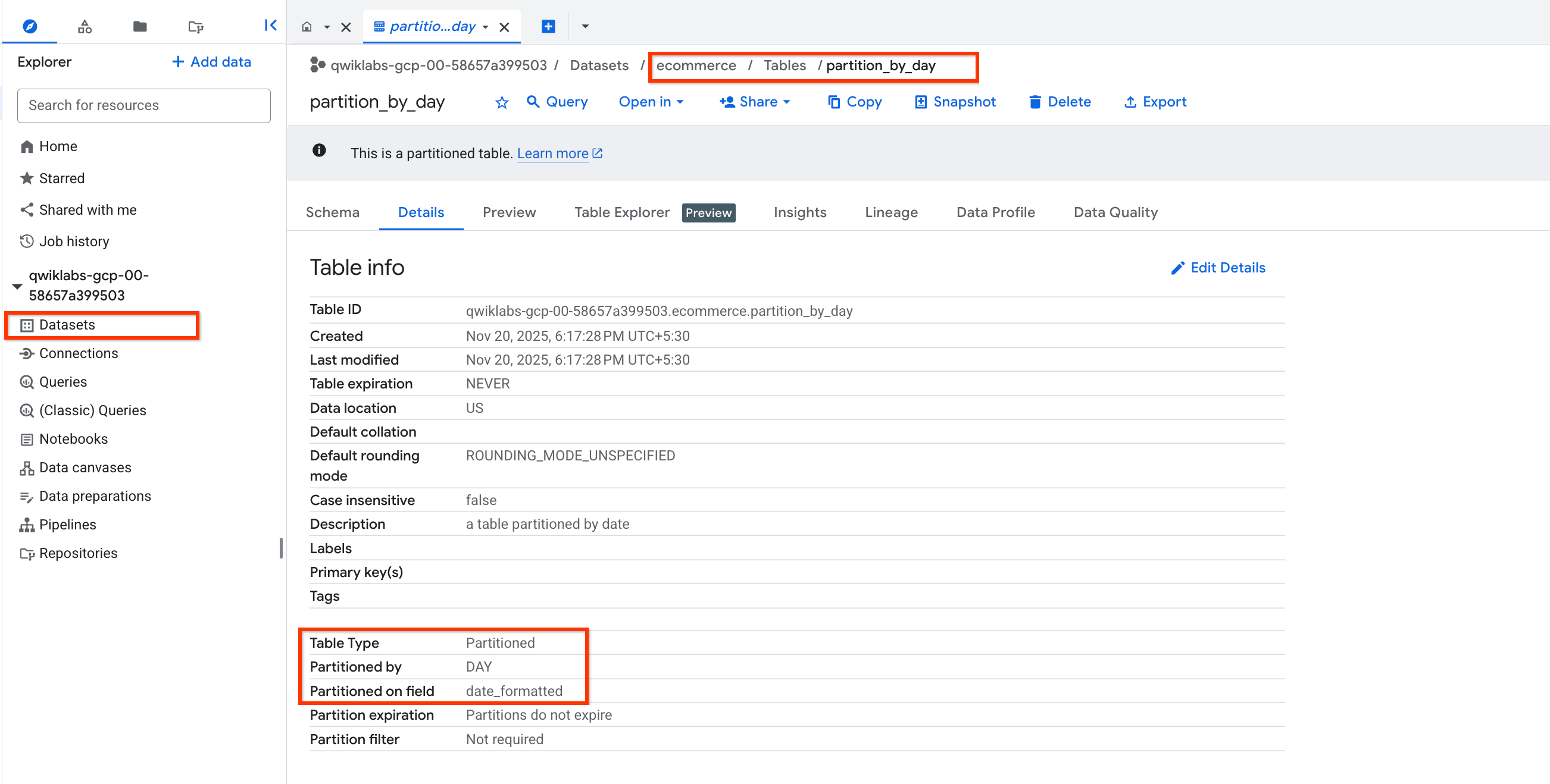 Creating Date-Partitioned Tables in BigQuery | Google Skills